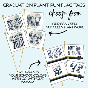 Graduation Succulent Favors Pun Tags, Burlap Wrap, Boho Grad Favors ...