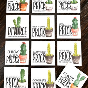 Divorce Party Favor Tags, Prick Puns, Cactus Breakup Puns, Divorce ...