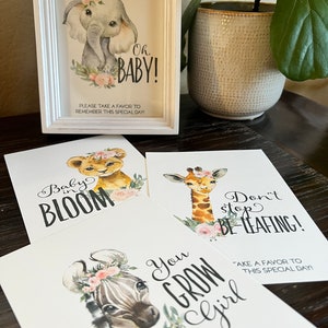 Complete Set of Girl Safari Baby Animal Shower Succulent Favors, Party ...