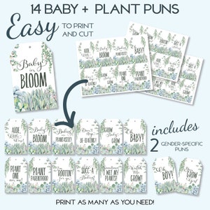 Baby Shower Succulent Gift Tags, Baby Plant Puns, DIY Shower Favor Tags ...