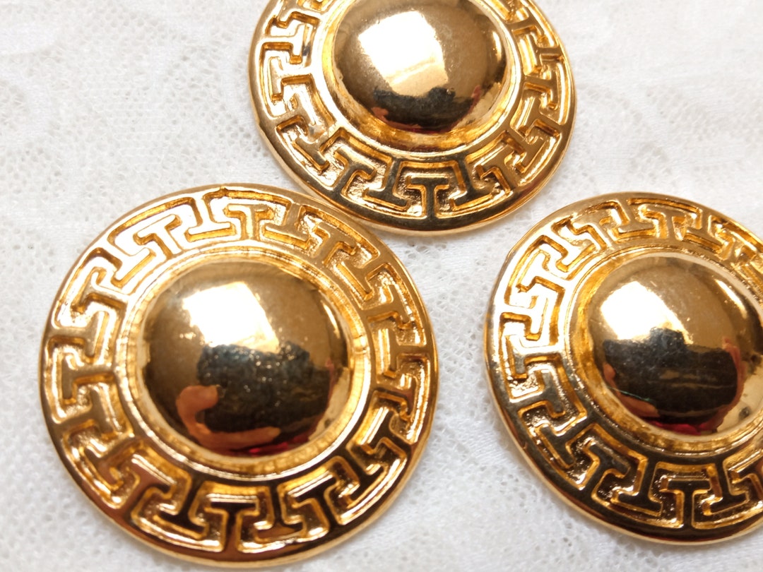 3 Large Metal Buttons 32 Mm, 90s Gold-plated, Italian Vintage, Versace ...