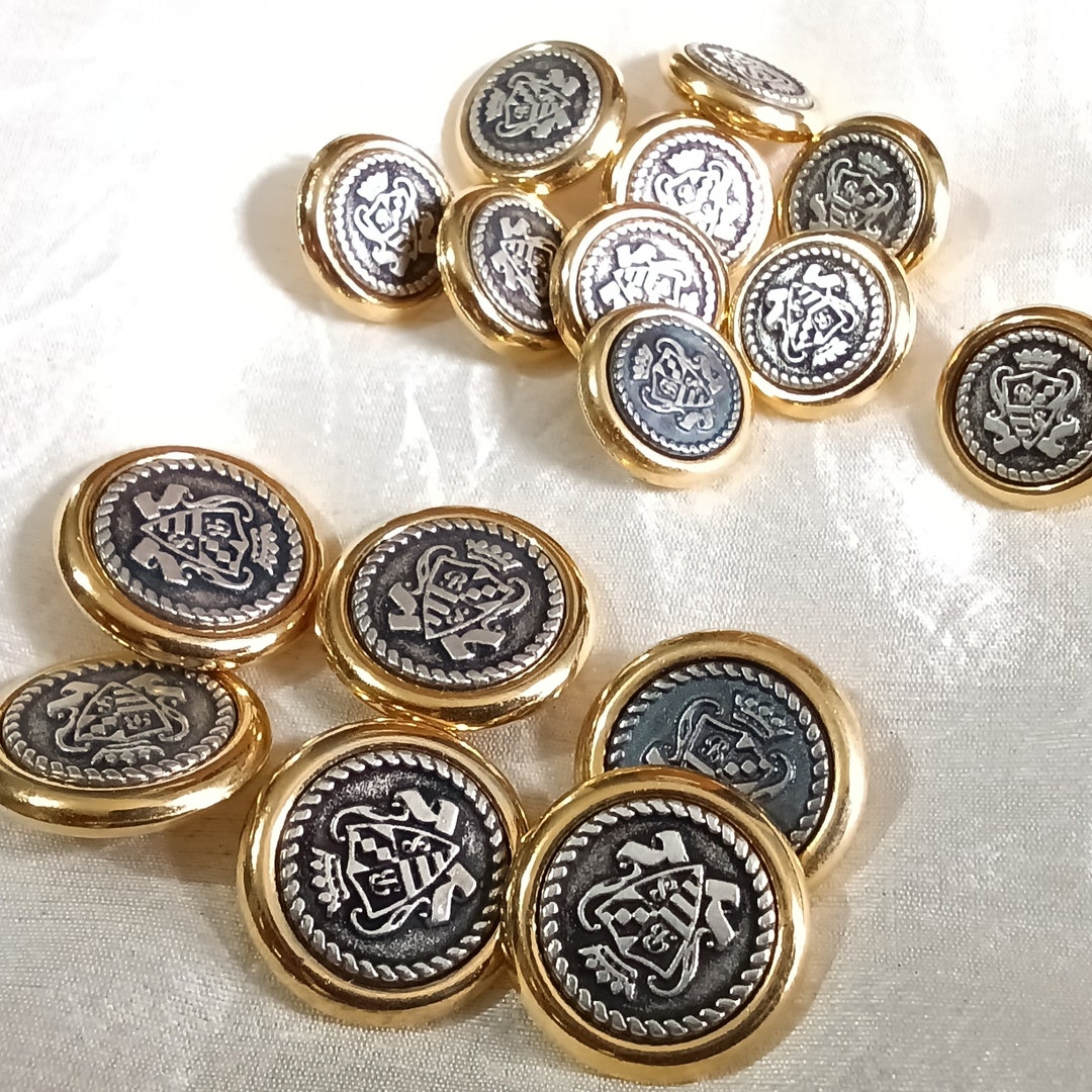 Jacket Button Kit, 6 20 Mm Buttons 10 15 Mm Buttons, Metal, Gold and ...
