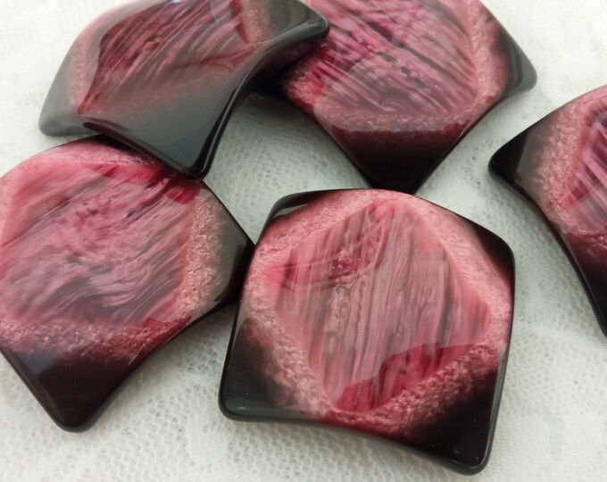 5 32 Mm Large Giant Square Plastic Buttons, Burgundy Marc Marble 3d ...