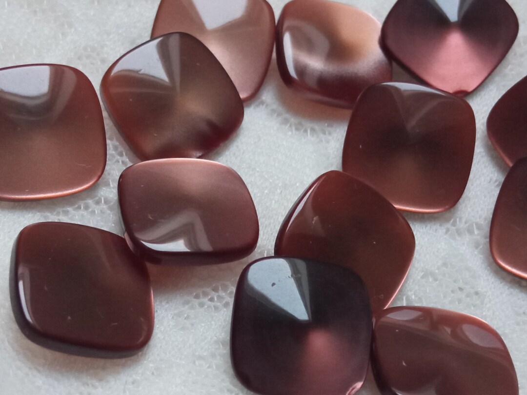 12 Very Small Buttons 10 Mm, Tiny Square, Plastic, Italian, Mother-of ...