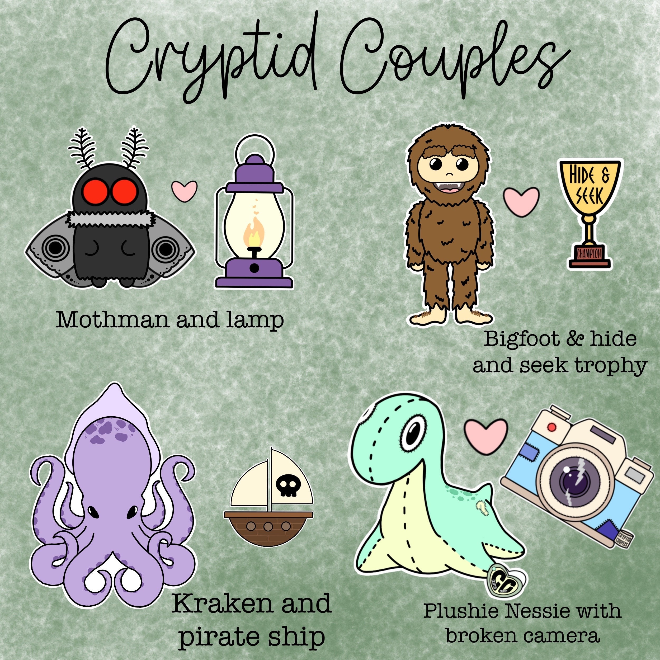 Cryptid Couples Vinyl Sticker Pack Cryptid Sticker Pack - Etsy