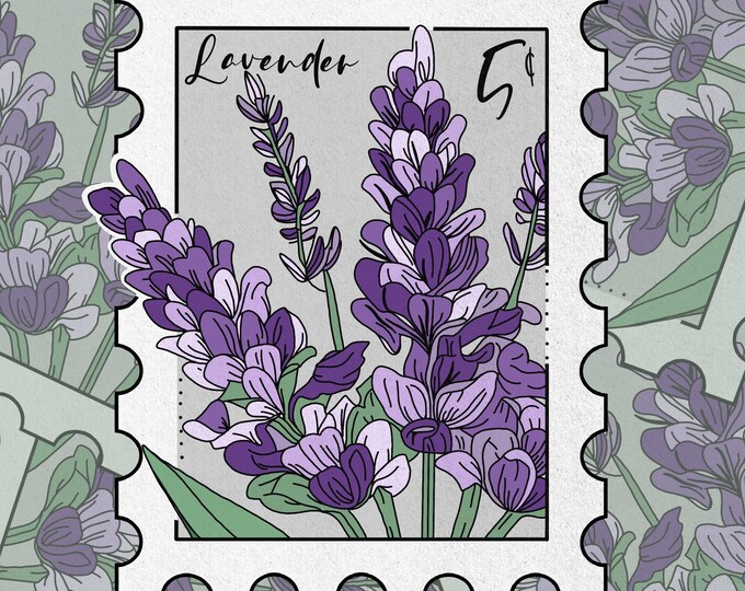Lavender Stamp Sticker; Stamp Vinyl Sticker - Etsy