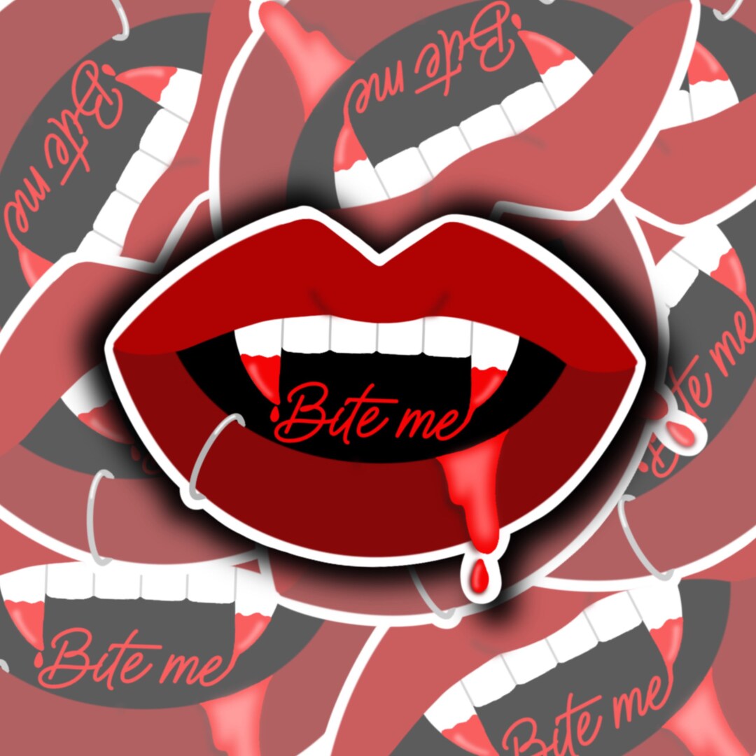 Bite Me Vinyl Sticker Halloween Sticker Spooky Sticker Vampire Sticker ...