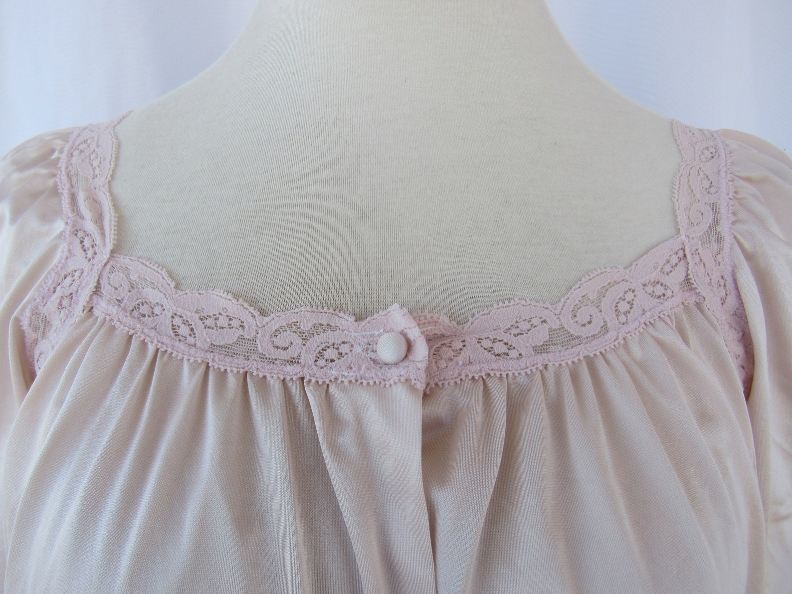 Vintage 70s Olga Lacy Night Shirt Top M Nude Stretchy Silky - Etsy