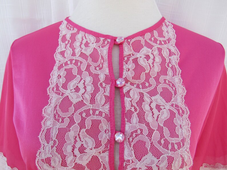 Vintage 70s 80s Erica Loren NY Lacy Tear Drops Buttoned Silky - Etsy