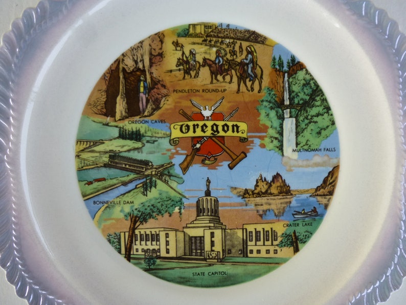 Vintage 60s Oregon State Collector Souvenir Plate 8 Porcelain - Etsy