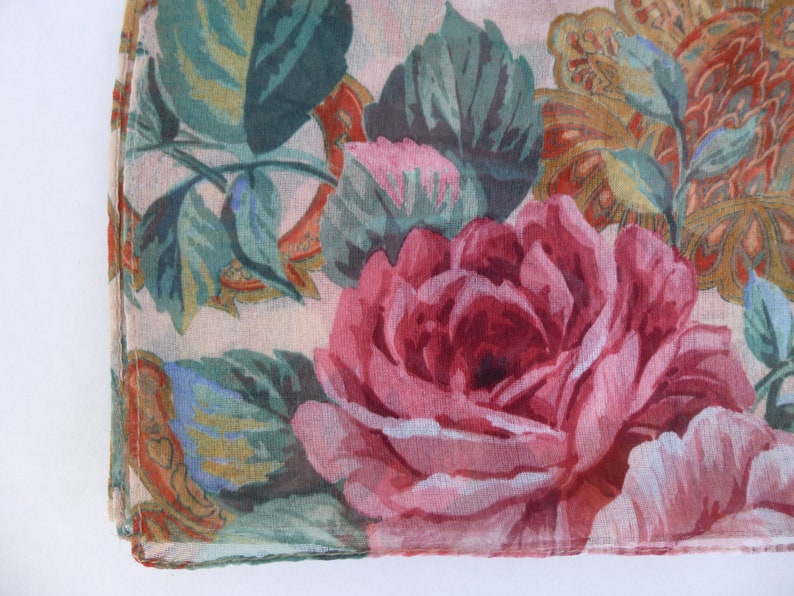 Vintage 80s 90s Birkshire Made Italy Roses Floral Long Wide | Etsy
