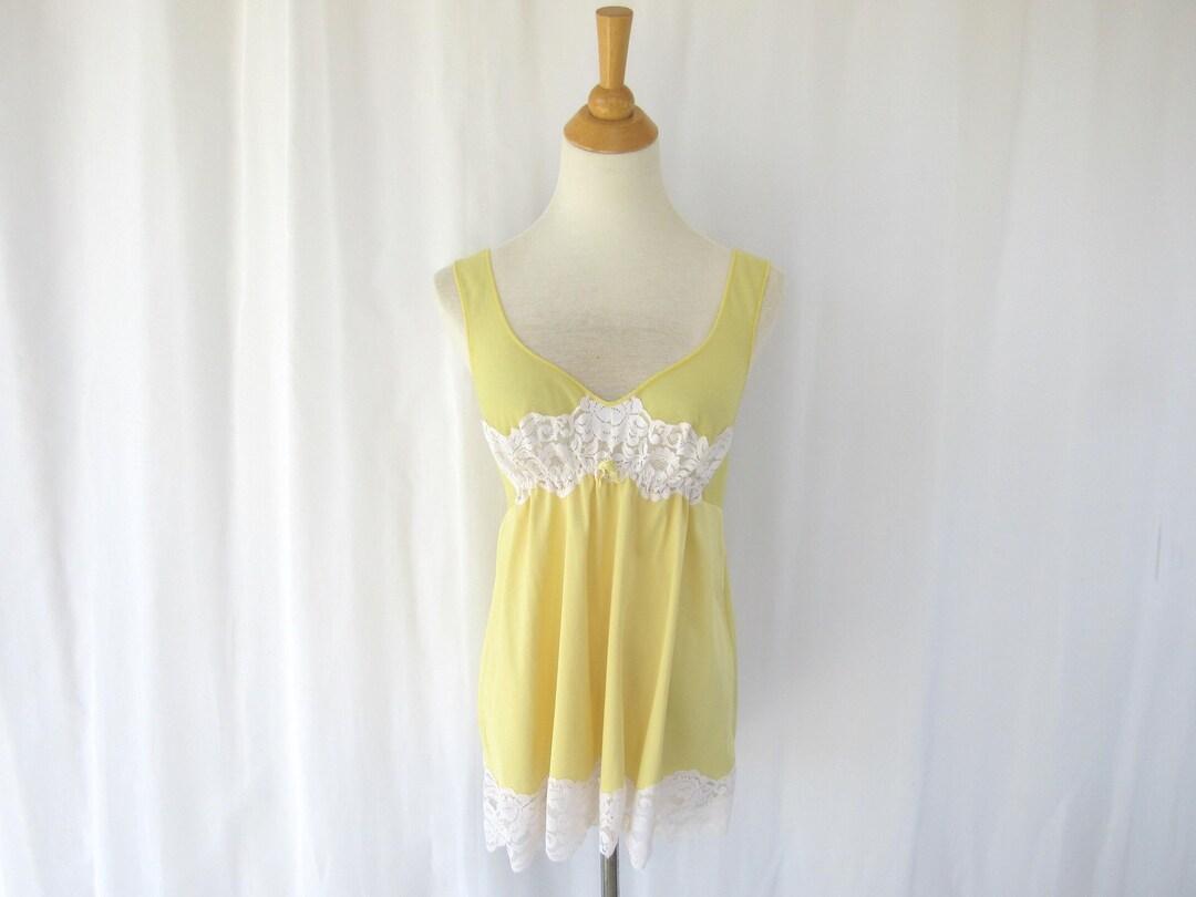 Vintage 60s Glydons by Hollywood Nylon Negligee Top: Lacy Chemise ...