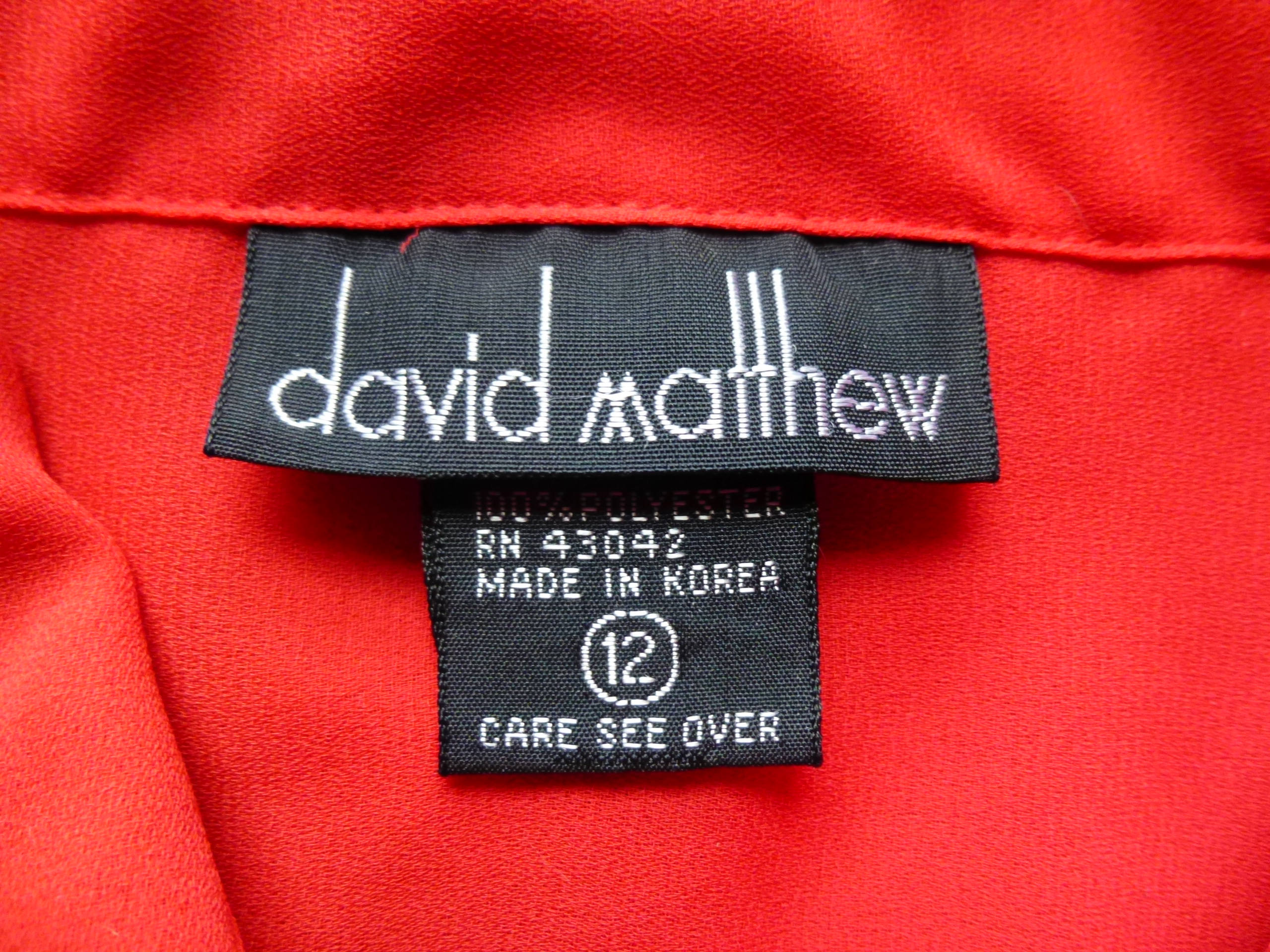 Vintage 70s 80s David Matthew Blouse Top M L Red Silky Crepe | Etsy