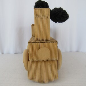 Vintage 70s Toothpick Wooden Steam Train Rail Engine Handcrafted Folk ...