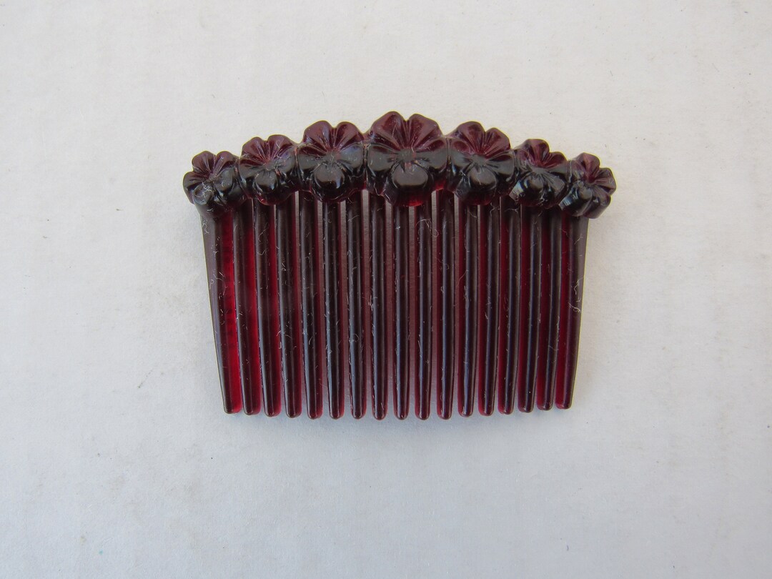 Vintage 40s 50s Rose Flowers Floral Plastic Slide Pin-up Short Hair ...