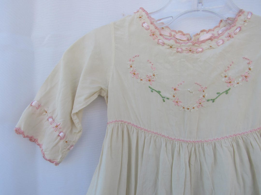 Vintage 30s 40s Antique Floral Embroidered Lacy Hem Ribbon Trim Silk ...