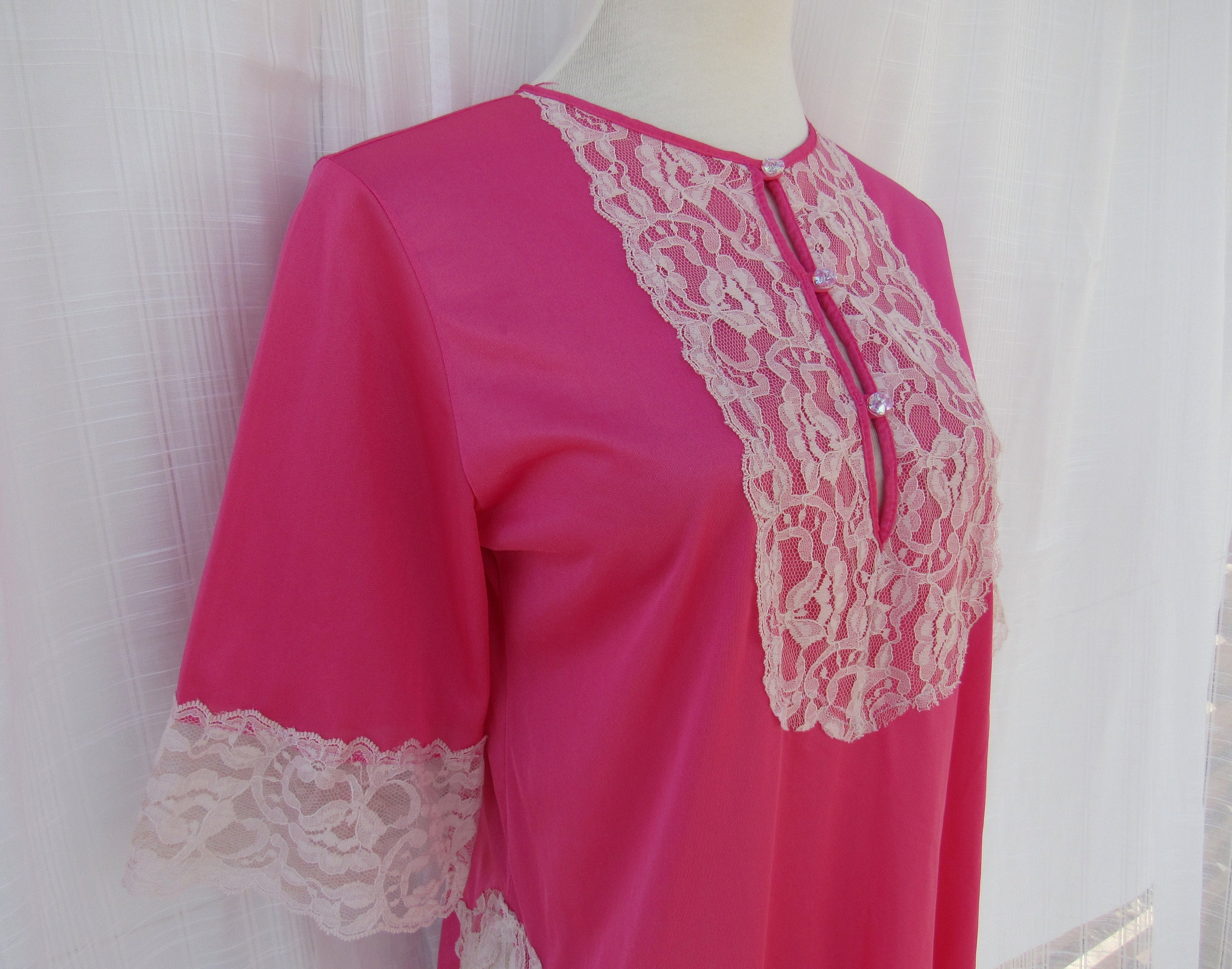 Vintage 70s 80s Erica Loren NY Lacy Tear Drops Buttoned Silky - Etsy