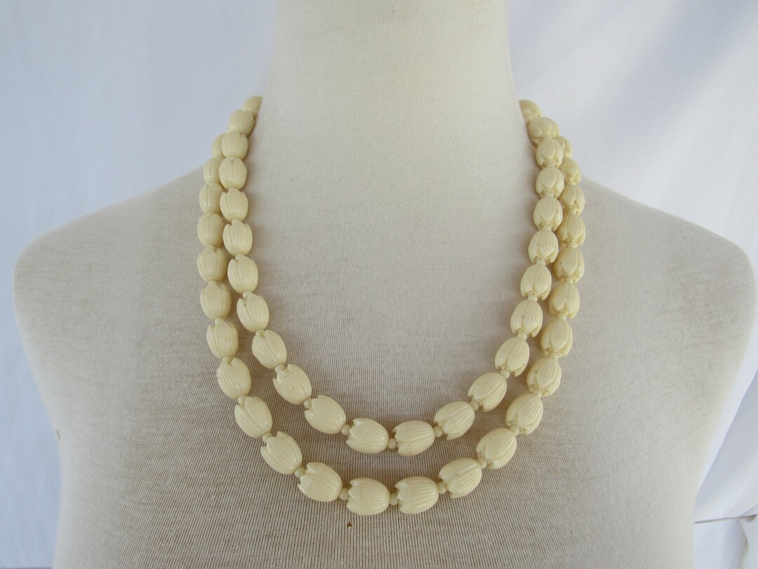 Vintage 60s Hawaiian Pikake Tulip Flower Beaded Unisex Long Single ...