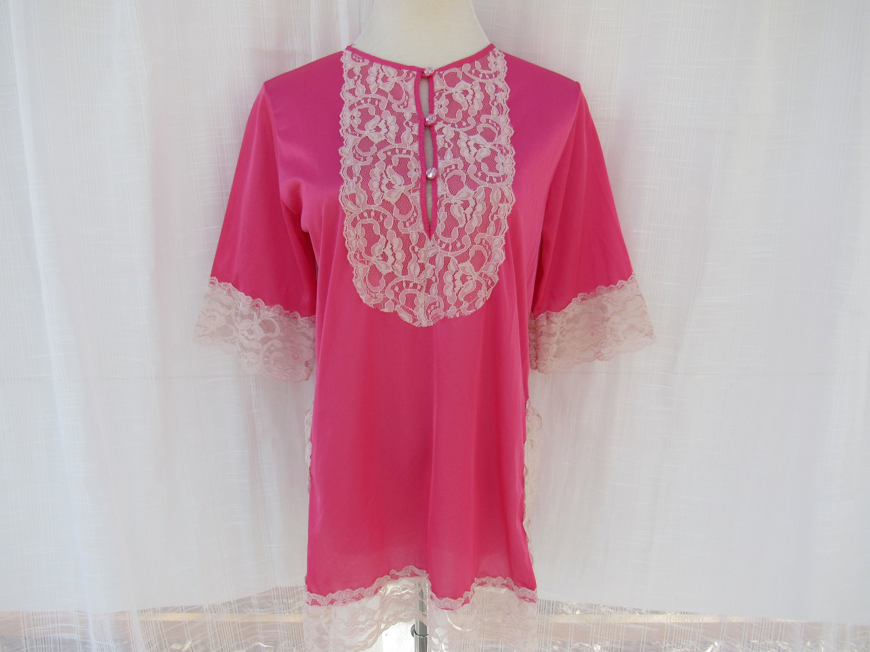 Vintage 70s 80s Erica Loren NY Lacy Tear Drops Buttoned Silky - Etsy