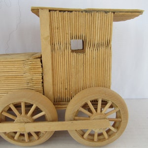 Vintage 70s Toothpick Wooden Steam Train Rail Engine Handcrafted Folk ...