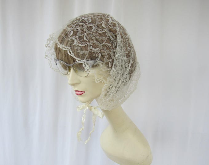 Vintage 50s 60s Lacy Sheer Nylon Coiffure Curler Roller Cover Tie Night ...
