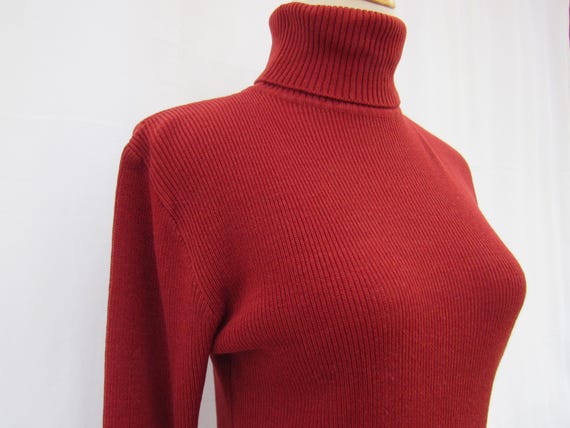 Vintage 60s 70s 100% Acrylic Rib-Knit Turtleneck Fitt… - Gem
