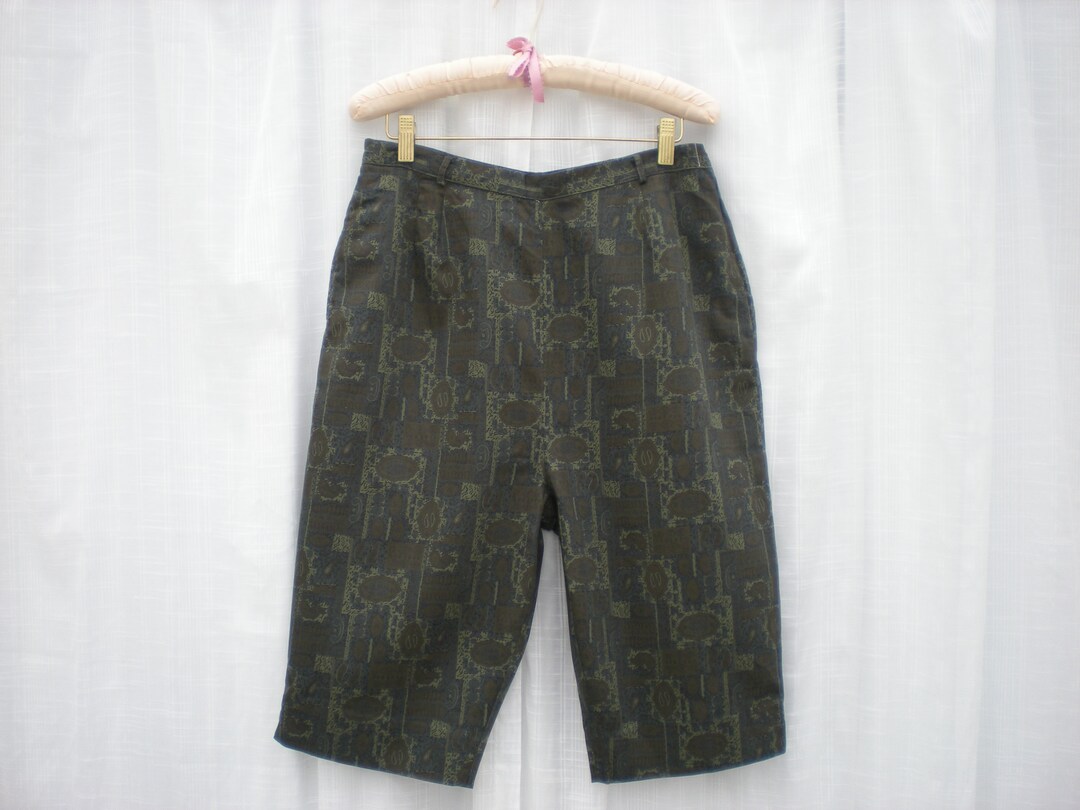 Vintage 60s 70s Paisley Capri Pants: High-waist Long Shorts Retro ...