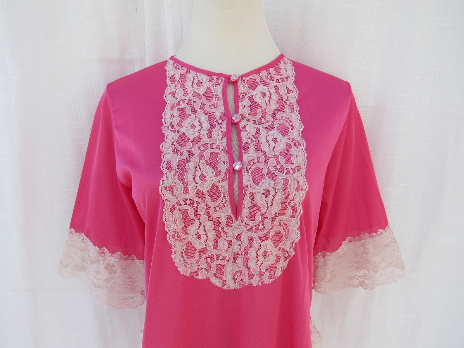 Vintage 70s 80s Erica Loren NY Lacy Tear Drops Buttoned Silky - Etsy