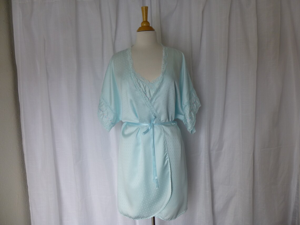 Vintage 80s Beth Michaels Embroidered Teddy Chemise Robe Three - Etsy