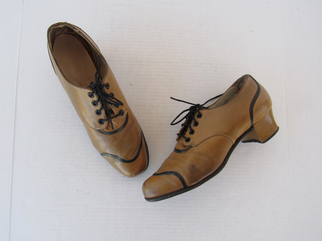 Vintage 50s Podo-craft Shoe Salon Seattle Leather Low Heel Lace-up Tie ...