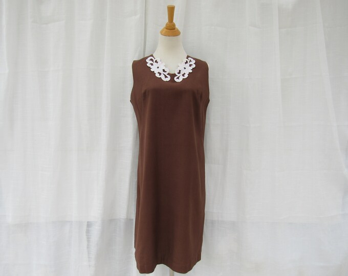 Vintage 60s Gingham Girl Medallion Floral Lacy Textured Cotton Semi ...