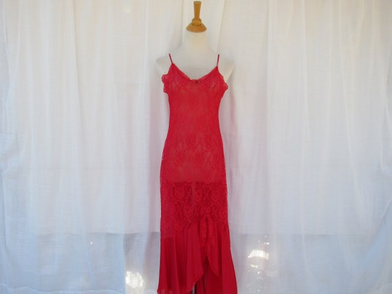 Vintage 70s Shimmering Sheer Lacy Body Cascade Flared… - Gem