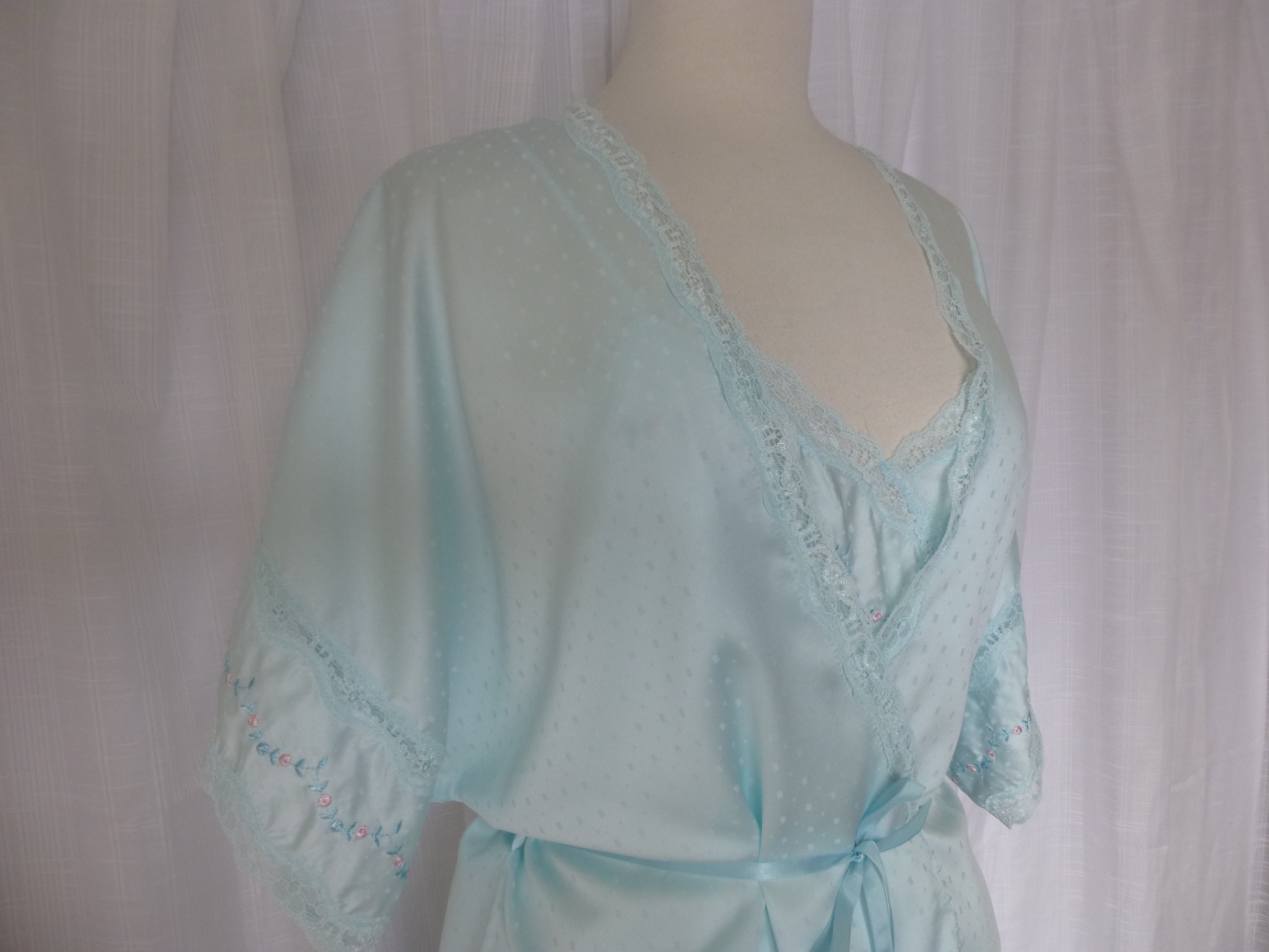 Vintage 80s Beth Michaels Embroidered Teddy Chemise Robe Three | Etsy