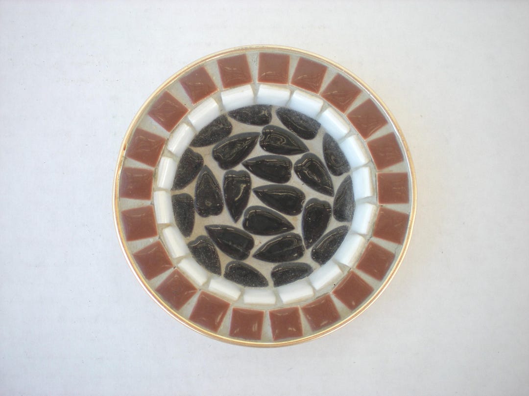 Vintage 60s Ceramic Mosaic Dish | Japanese Hand Crafted MCM Decor Retro ...