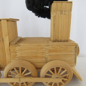 Vintage 70s Toothpick Wooden Steam Train Rail Engine Handcrafted Folk ...