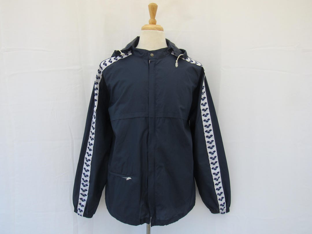 Vintage 70s Arena Wave Striped Zip-up Drawstring Snap Windbreaker ...