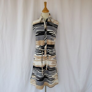 Vintage 60s 70s Lady Bayard Abstract Cotton Buttoned Placket Sleeveless ...