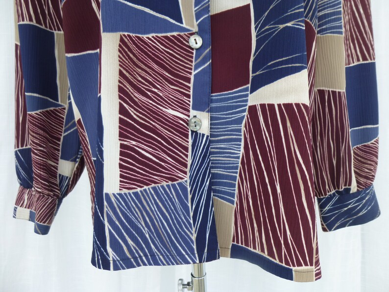 Vintage 80s Alia Geometric Abstract Art Print Yoryu Crepe | Etsy