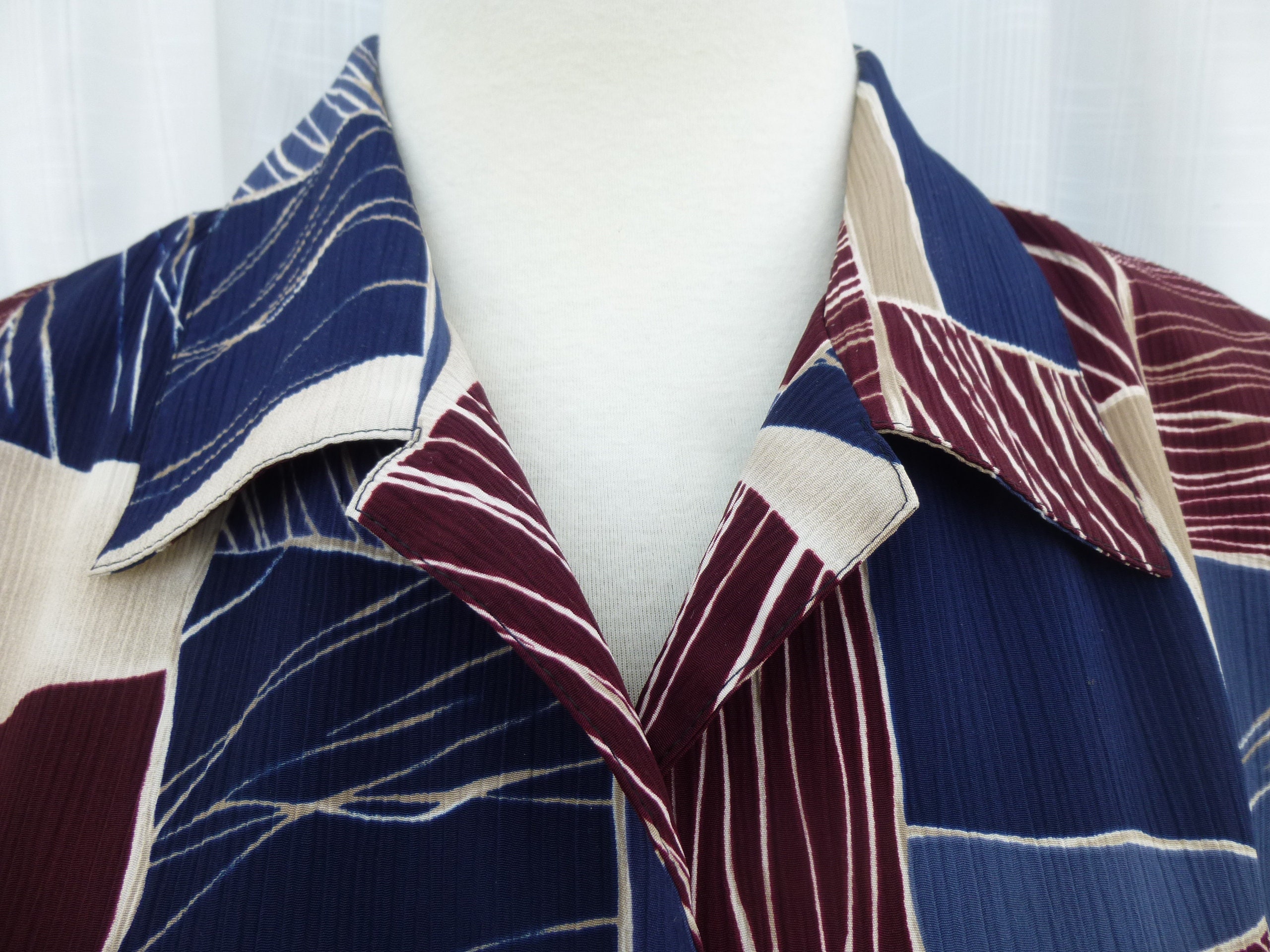 Vintage 80s Alia Geometric Abstract Art Print Yoryu Crepe | Etsy