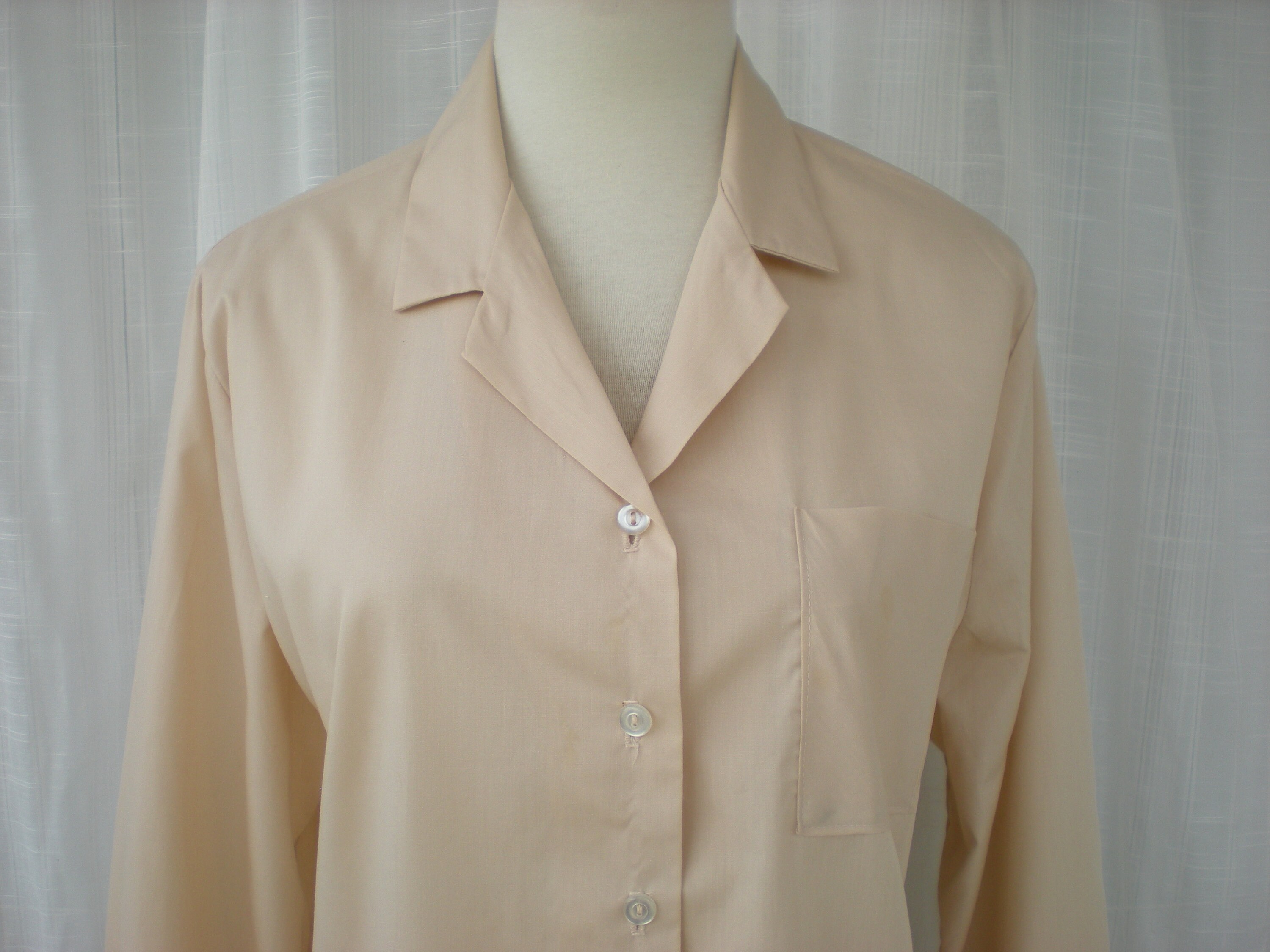 Vintage 80s Classic Neutral Solid Color Blouse Shirt Top Beige | Etsy