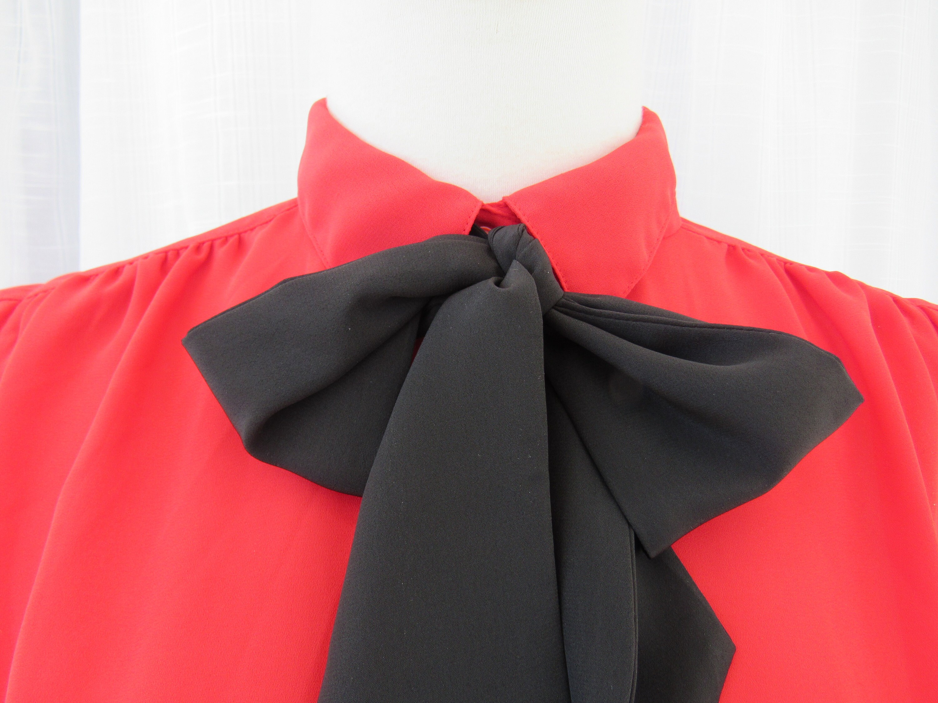 Vintage 70s 80s David Matthew Blouse Top M L Red Silky Crepe | Etsy