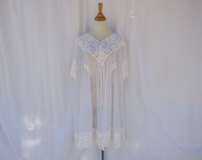 Vintage 60s Levoy's Lacy Sheer Chiffon Gathered Flared Buttoned Open ...