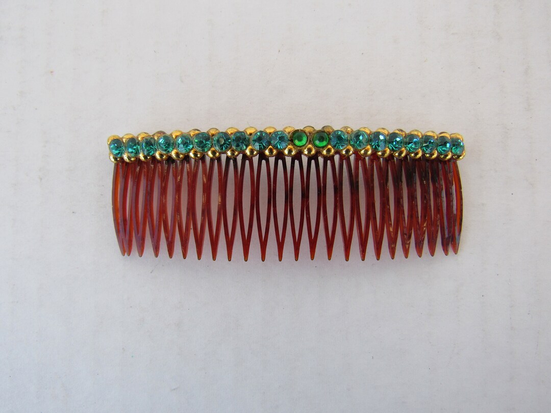 Vintage 40s 50s Beaded Faceted Rhinestone Gold Tone Hair Jewelry ...