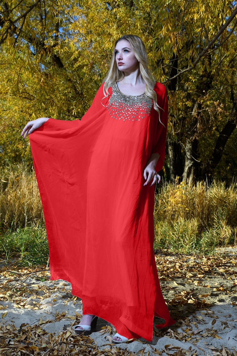 Red Kaftan, Maxi Kaftan, Dubai Kaftan, Wedding Kaftan, Romantic Dress ...