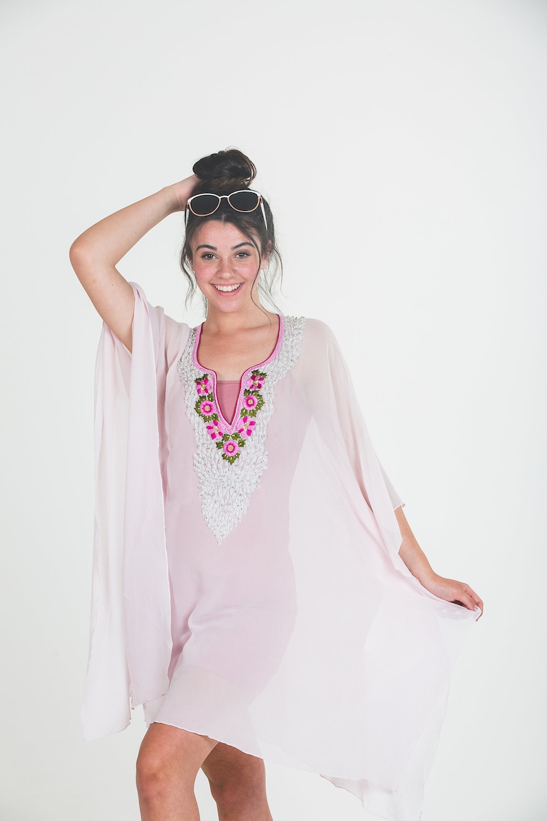 Pink Silk Kaftan, Moroccan Kaftan, Dubai Caftan, Kaftan Dress, Beach ...