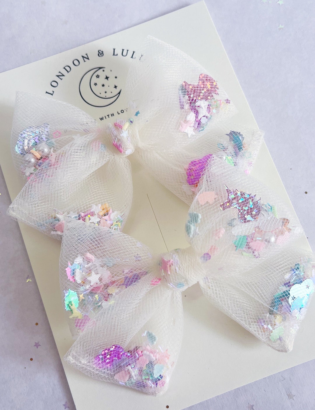 Unicorn Dreams Shaker Tulle Pigtails Set Small Bows Toddler Girls Kids Hair Clips Sky Ponies ...