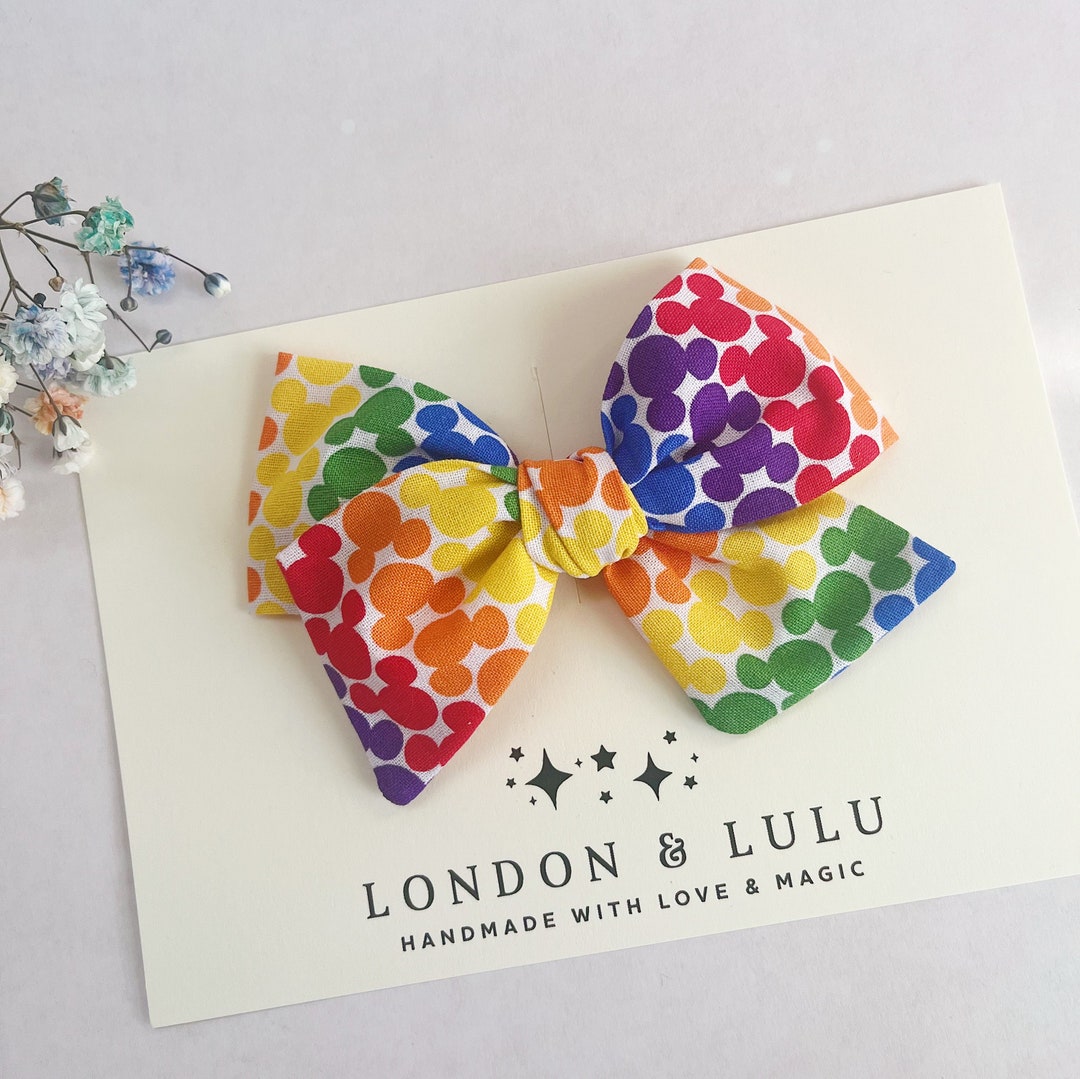 Rainbow Mouse Twirl Bow Hair Clip Baby Nylon Headband Kids Pigtail Set ...