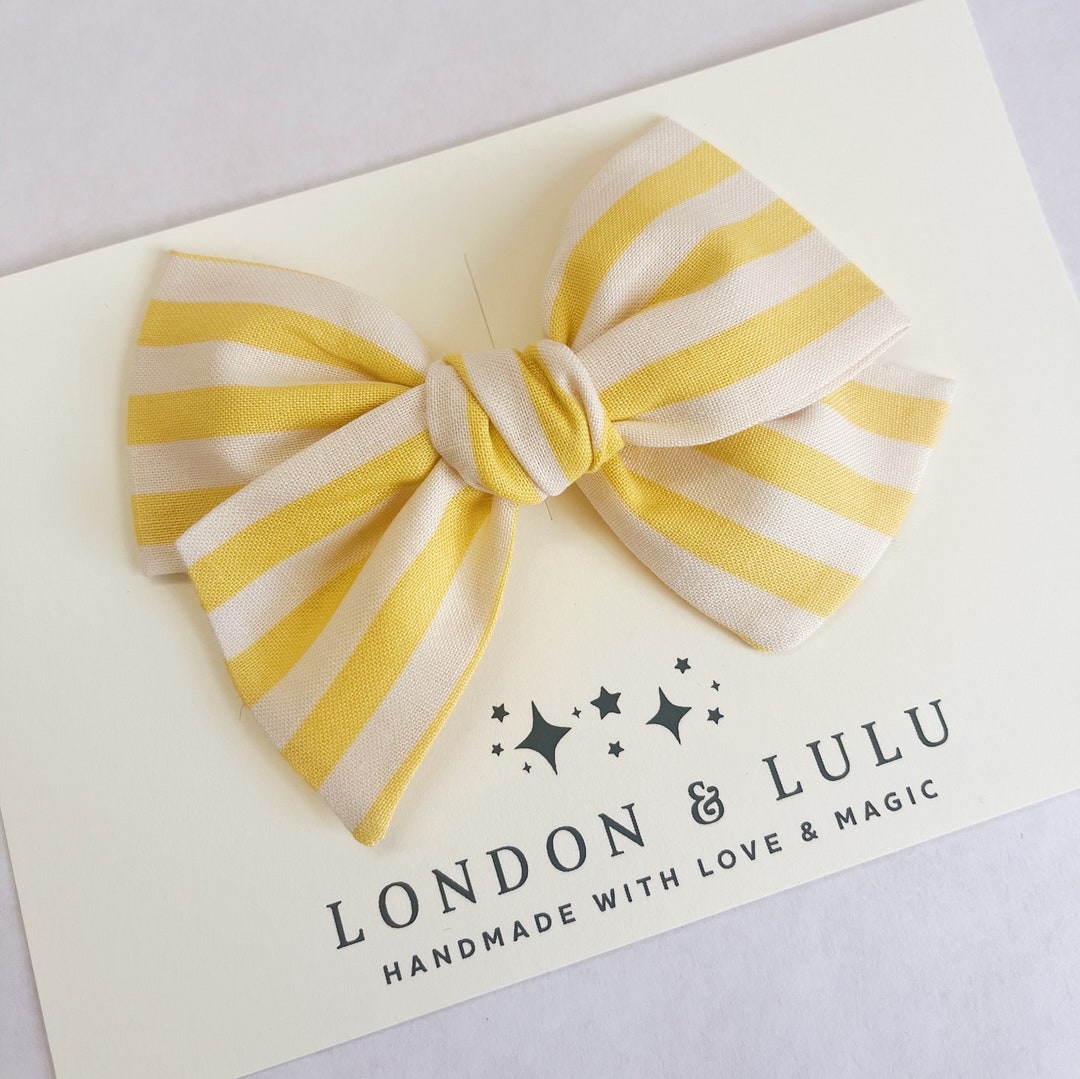 Yellow + Cream Cabana Stripe Twirl Bow by Rifle Paper Co Cotton Fabric ...