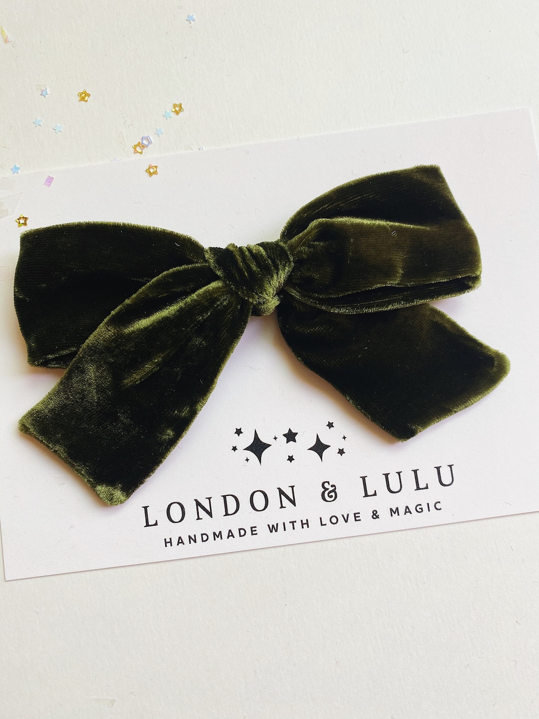 Olive Green Silk Velvet Kids Hair Bow Baby Nylon Headband Girls ...
