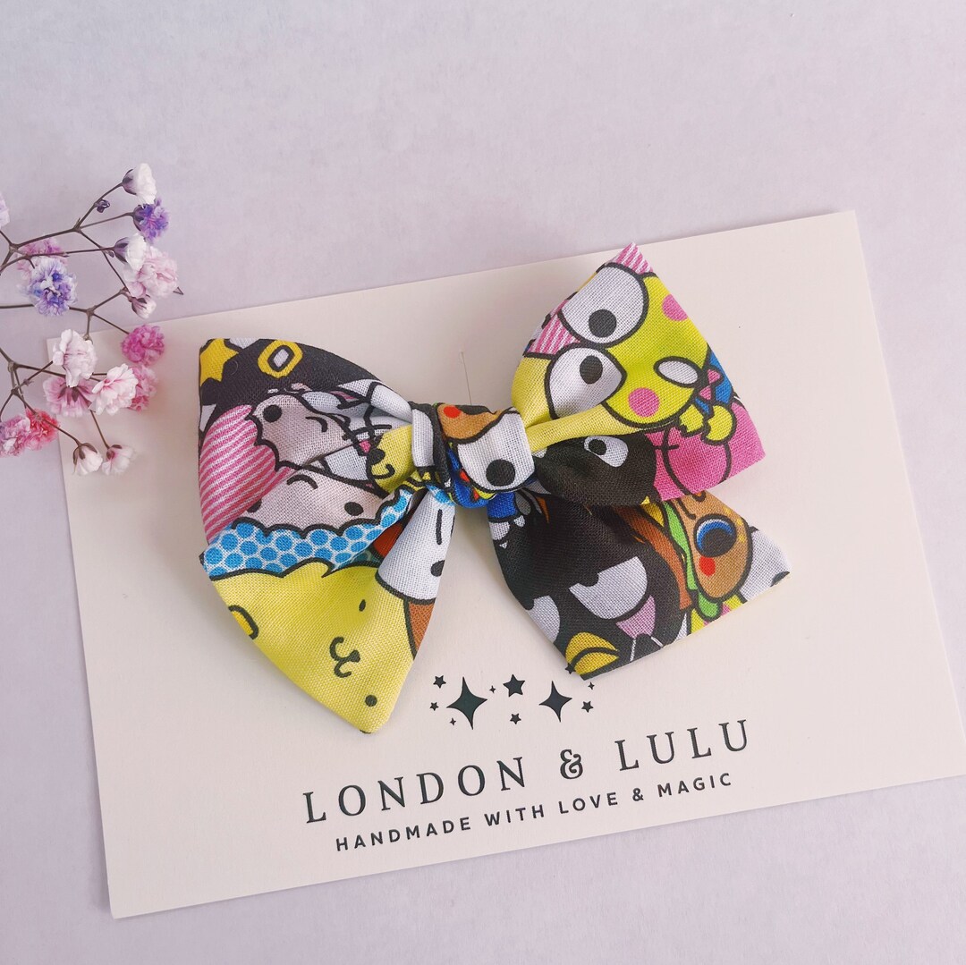 Kitty Kawaii Friends Cotton Twirl Bows Kids Hair Clip Baby Girls Nylon ...